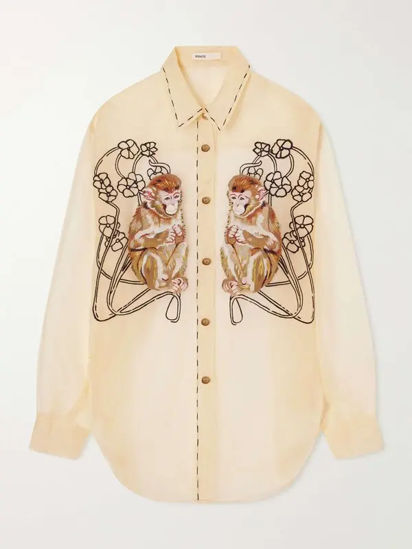 Khaite Goya Embroidered Silk-organza Shirt