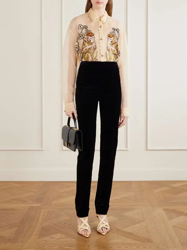 Khaite Goya Embroidered Silk-organza Shirt