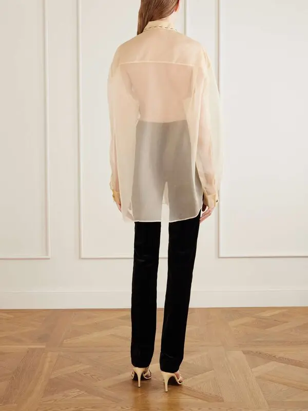 Khaite Goya Embroidered Silk-organza Shirt