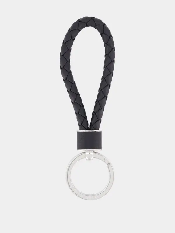 Bottega Veneta Intrecciato Leather Key Ring - Black