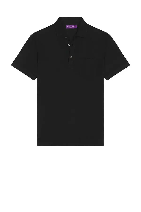 Ralph Lauren Purple Label Short Sleeve Polo Shirt In Black - Classic Black