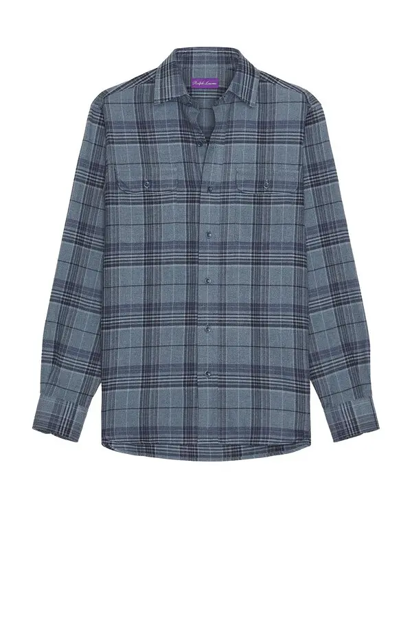 Ralph Lauren Purple Label Evanton Flannel Shirt - Slate Blue