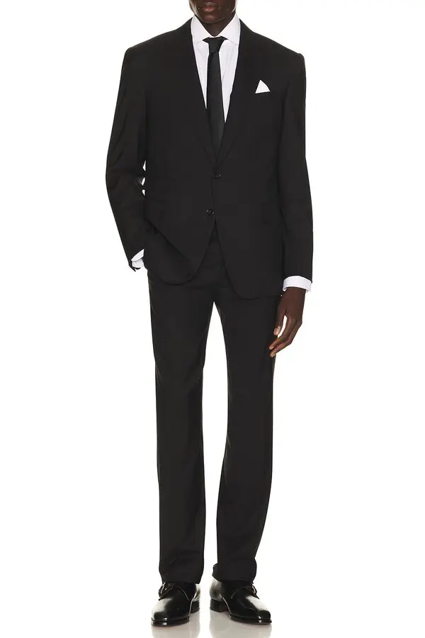 Ralph Lauren Purple Label Serge Suit In Blue - Black