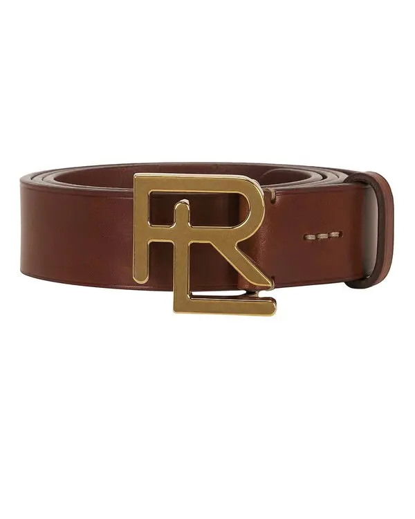Ralph Lauren Purple Label Vacchetta Logo Belt - Tan