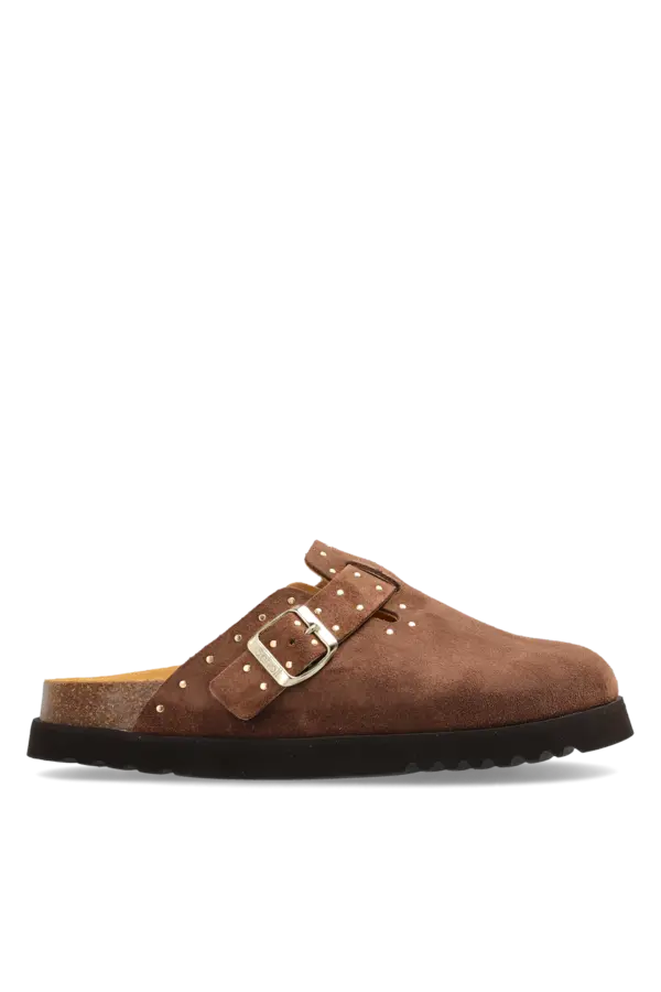 DR. SCHOLL'S SHOES Suede ‘beatriz Clog’ Slides - Brown