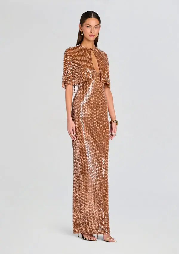 Retrofete Sequin Cape - Hazelnut