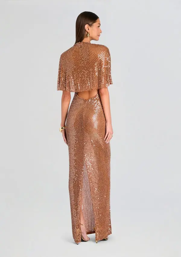 Retrofete Sequin Cape - Hazelnut