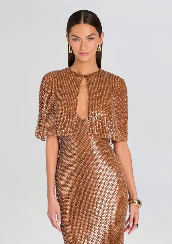 Retrofete Sequin Cape - Hazelnut