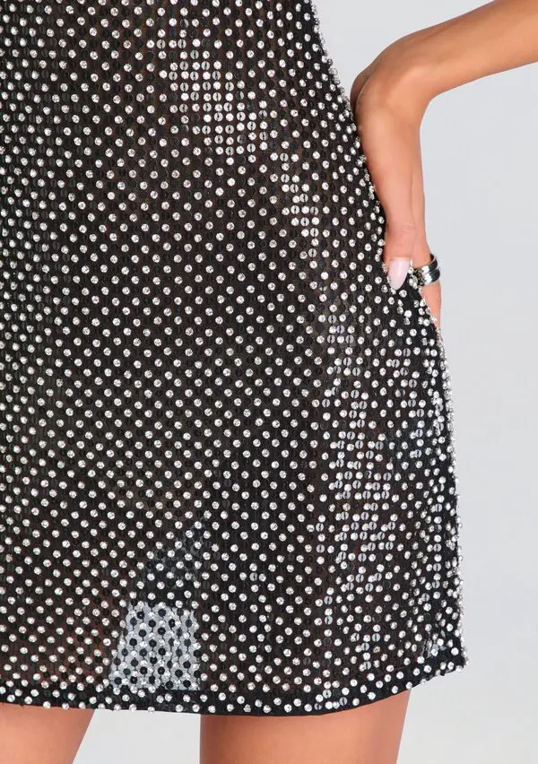 Retrofete Theolonia Sequin Dress - Black/silver