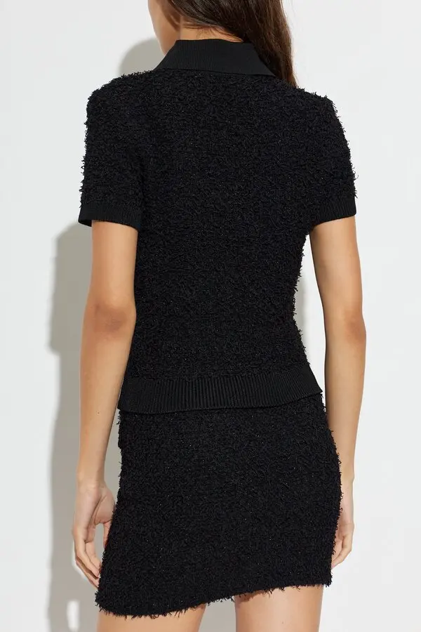 Balmain Tweed Short-sleeve Polo