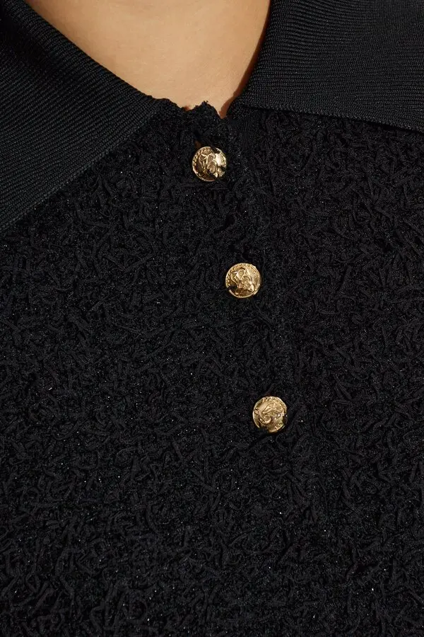 Balmain Tweed Short-sleeve Polo