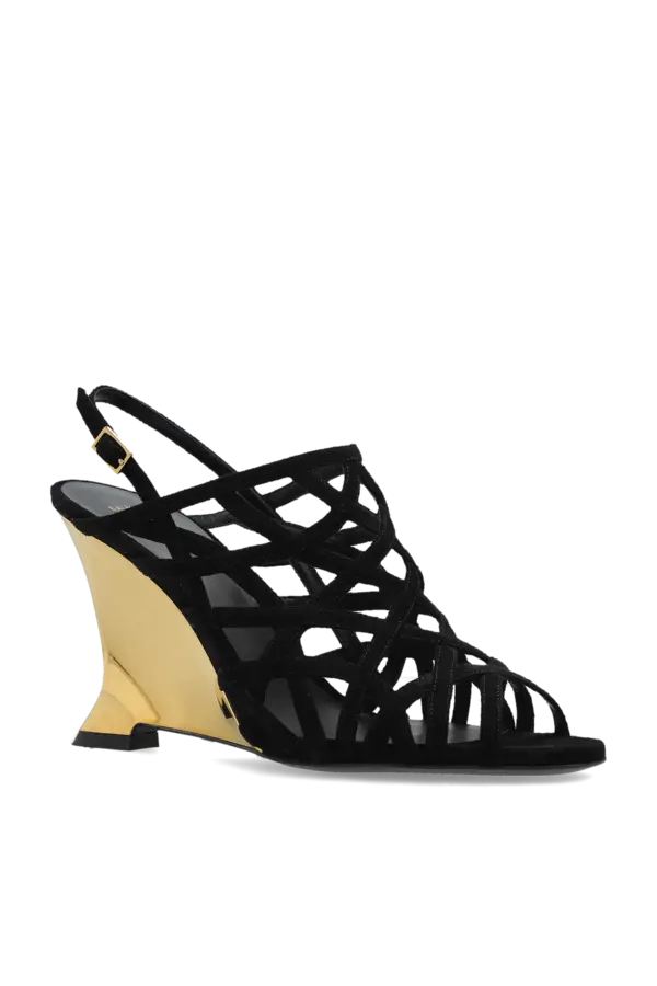 Balmain Suede Wedge Sandals