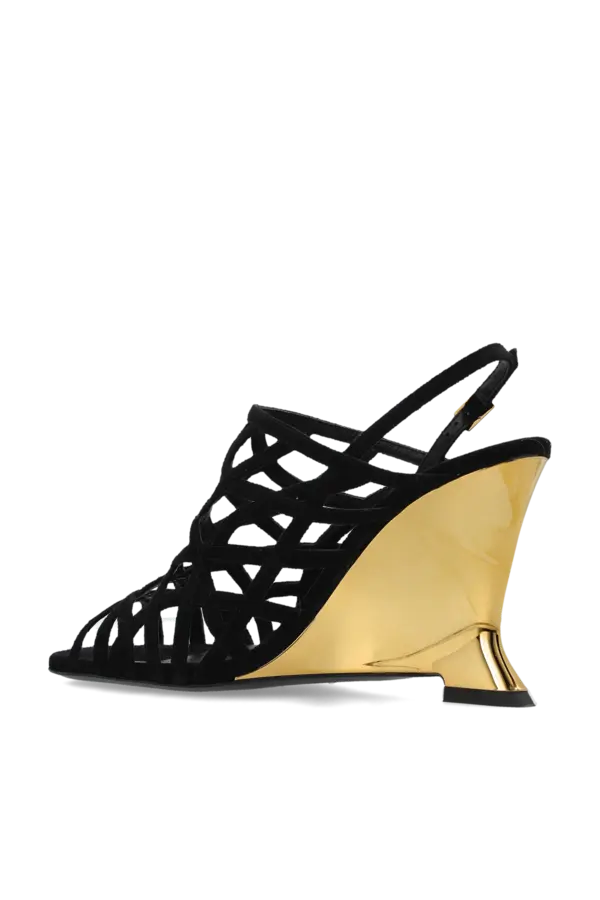 Balmain Suede Wedge Sandals
