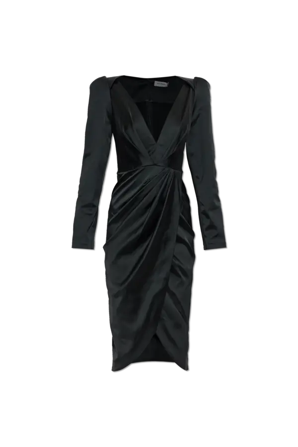 Balmain Long Dress With Shoulder Pads - Black