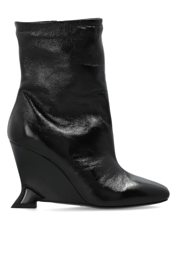 Balmain Leather Wedge Ankle Boots