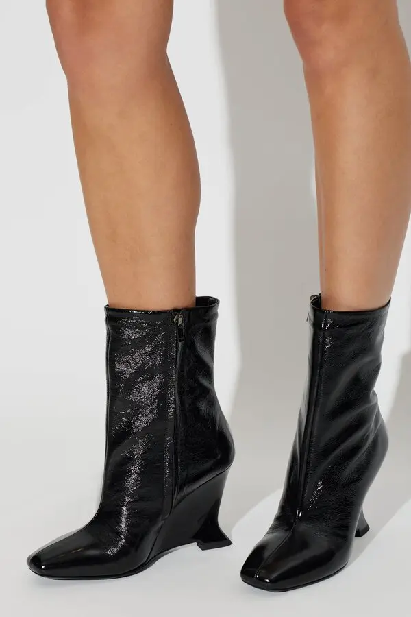 Balmain Leather Wedge Ankle Boots