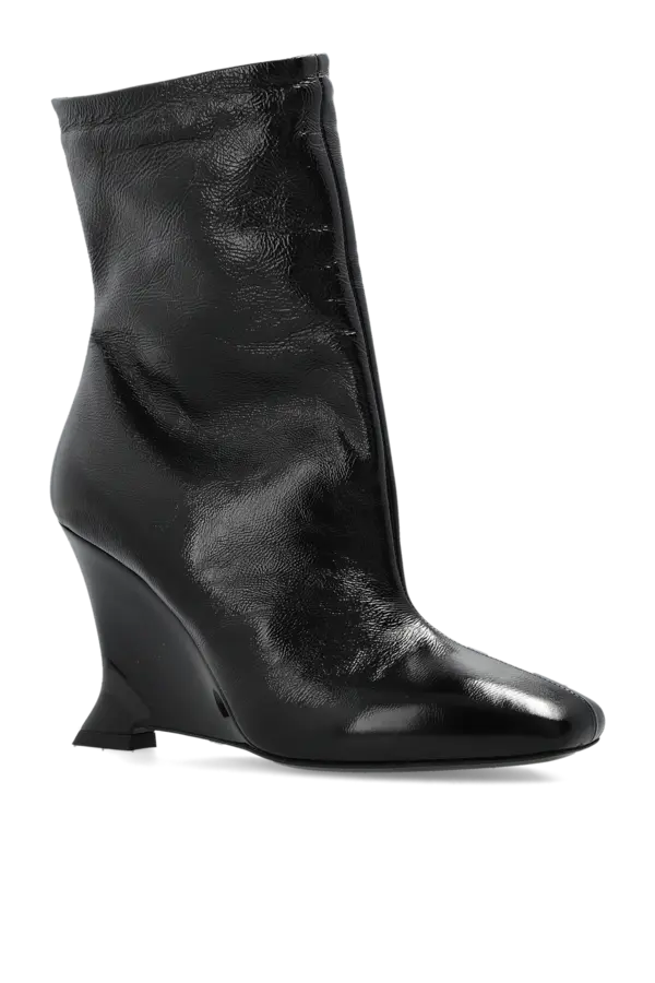 Balmain Leather Wedge Ankle Boots
