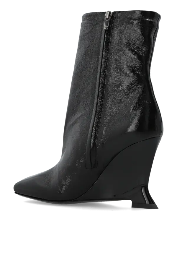 Balmain Leather Wedge Ankle Boots