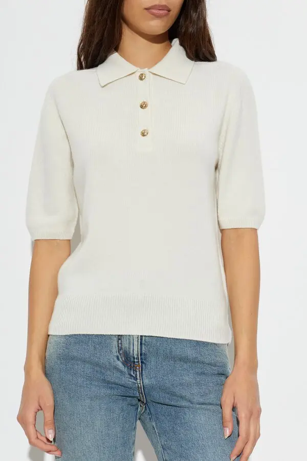 Balmain Wool Polo Shirt With Short Sleeves