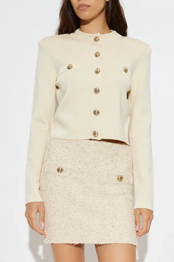 Balmain Cardigan With Shoulder Pads - Cream