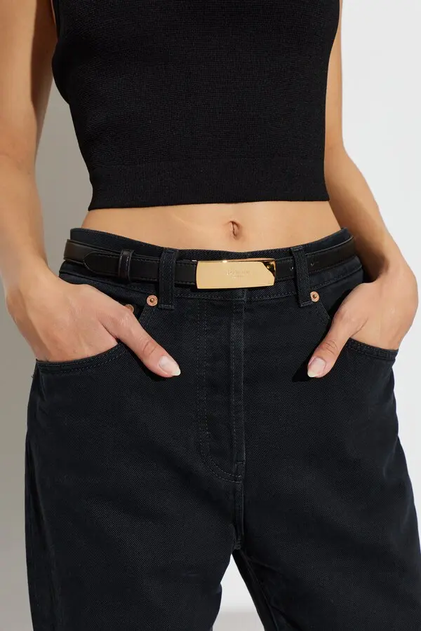 Balmain Leather Belt With Logo