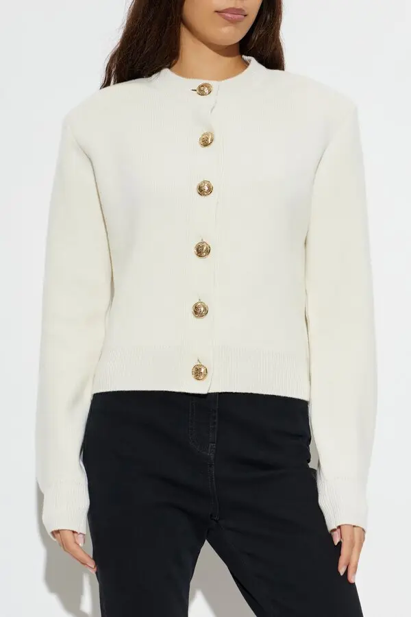 Balmain Wool Cardigan With Shoulder Pads