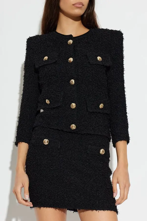 Balmain Tweed Cardigan With Sewn-in Shoulder Pads