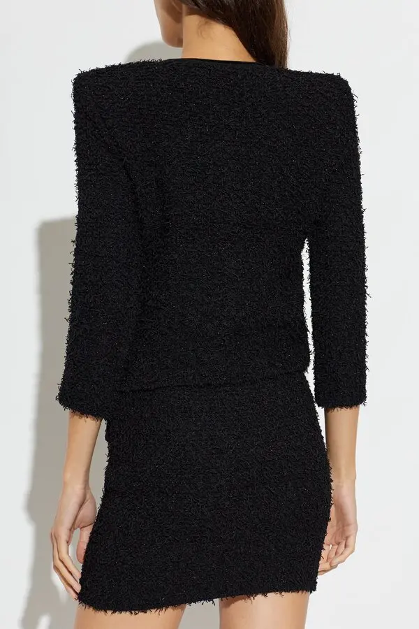 Balmain Tweed Cardigan With Sewn-in Shoulder Pads