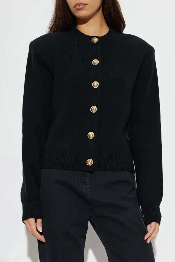 Balmain Wool Cardigan With Shoulder Pads