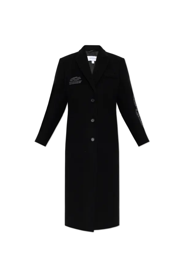 Off-White Wool Coat - Black