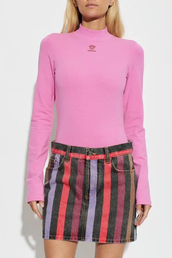 Versace Cotton Bodysuit With Embroidered Logo