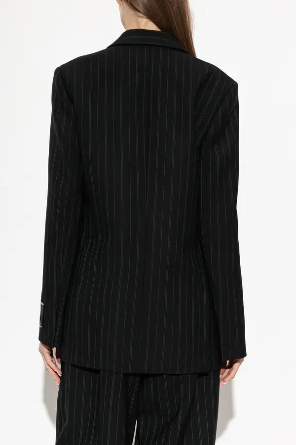 Off-White Wool Blazer With Pinstripes
