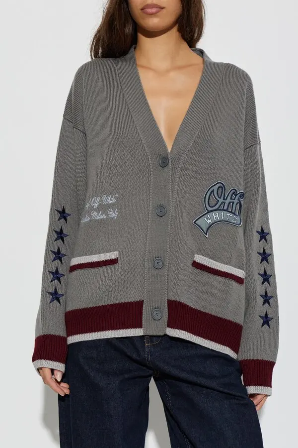 Off-White Wool Cardigan With Pockets
