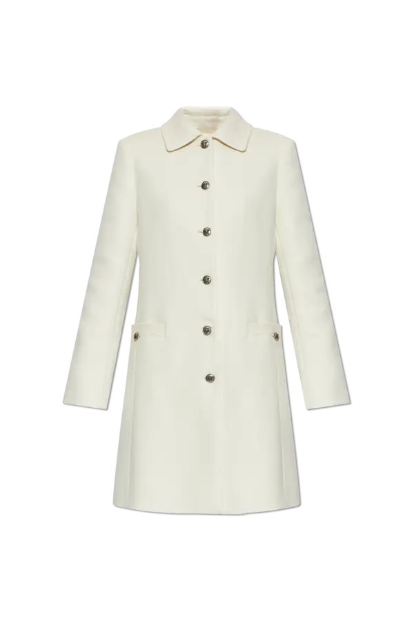 Versace Wool Coat With A Single Vent - Cream