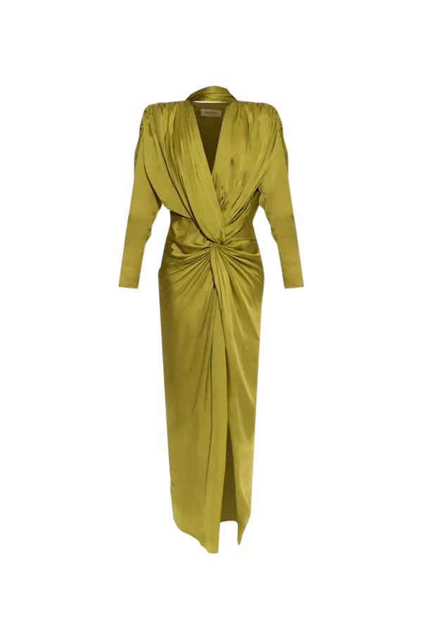 Balmain Silk Dress With An Asymmetric Cut - Green