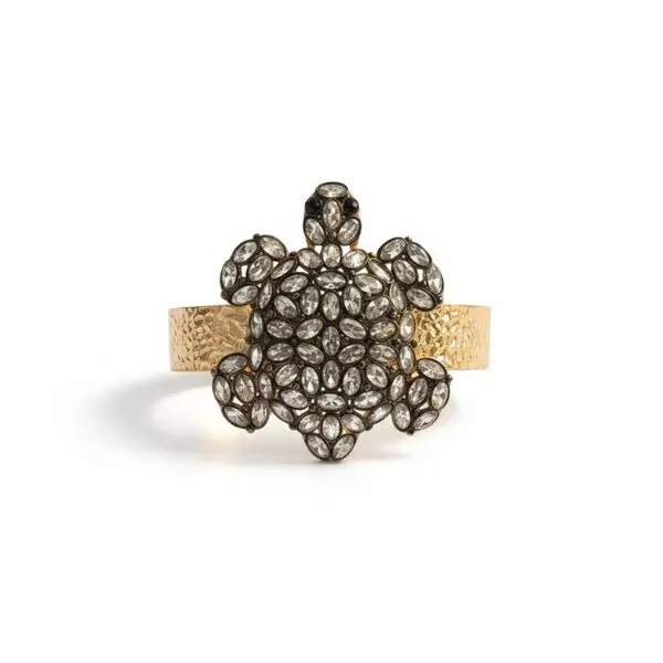 LA PLUIE JEWELLERY 22k -plated Turtle Motif Zirconia Cuff Bracelet
