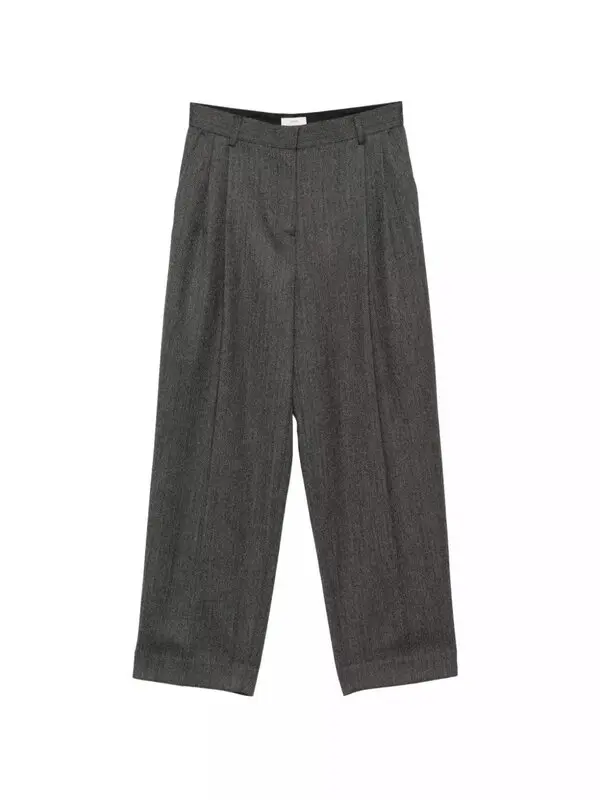 TOTEME Dark Melange Herringbone Double-pleat Trousers