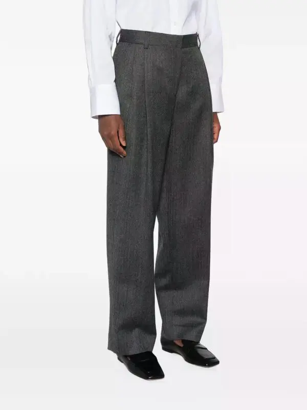TOTEME Dark Melange Herringbone Double-pleat Trousers