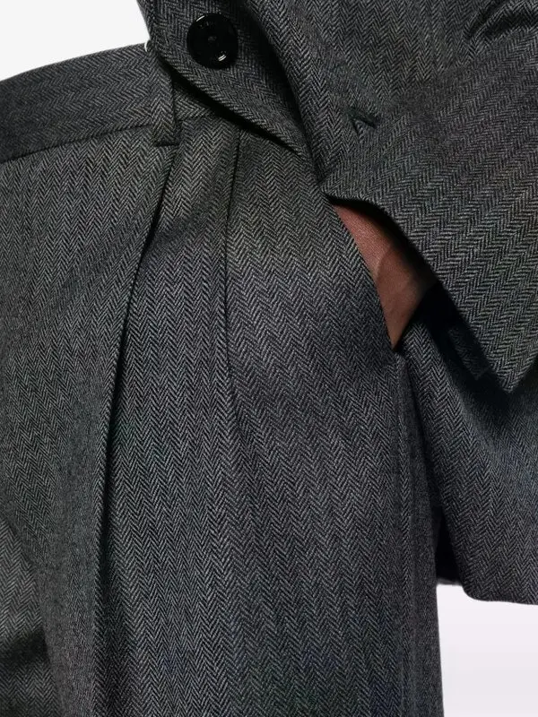 TOTEME Dark Melange Herringbone Double-pleat Trousers