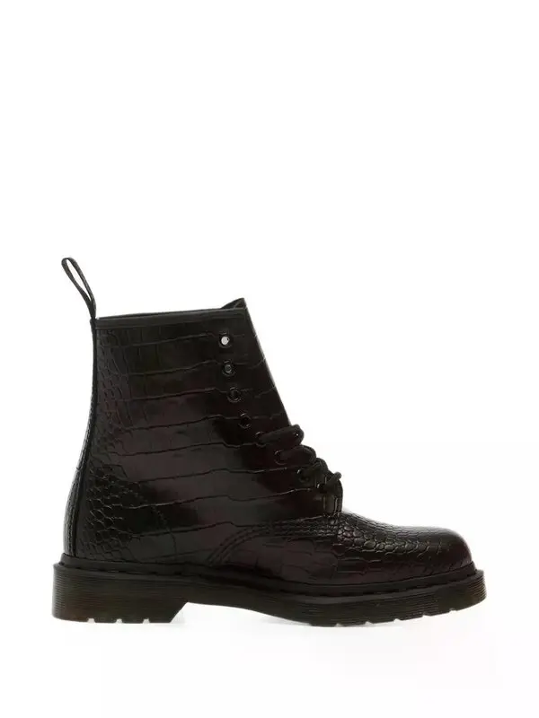 Dr. Martens 1460 Croc Effect Ankle Boots - Black