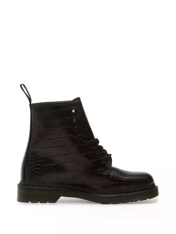 Dr. Martens 1460 Croc Effect Ankle Boots - Black