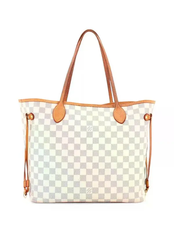 LOUIS VUITTON Neverfull Nm Damier Mm Tote Bag - White