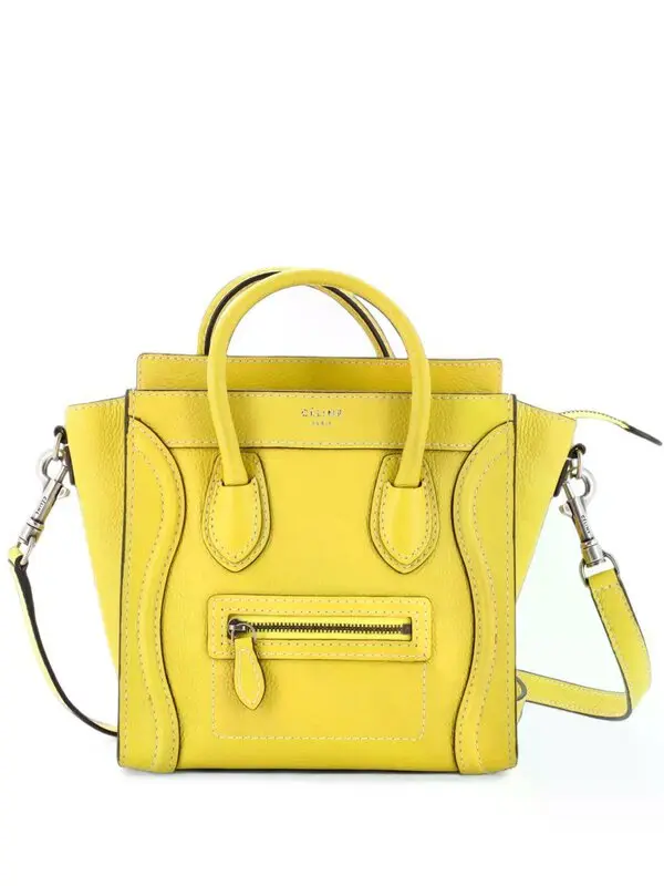 Celine Luggage Bag Grainy Leather Nano Crossbody Bag - Yellow