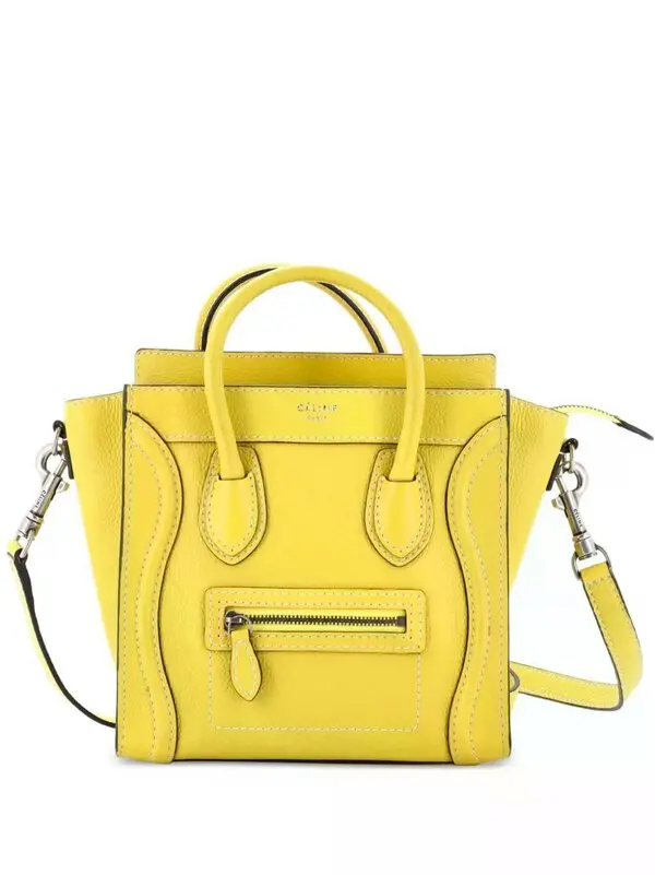 Celine Luggage Bag Grainy Leather Nano Crossbody Bag - Yellow