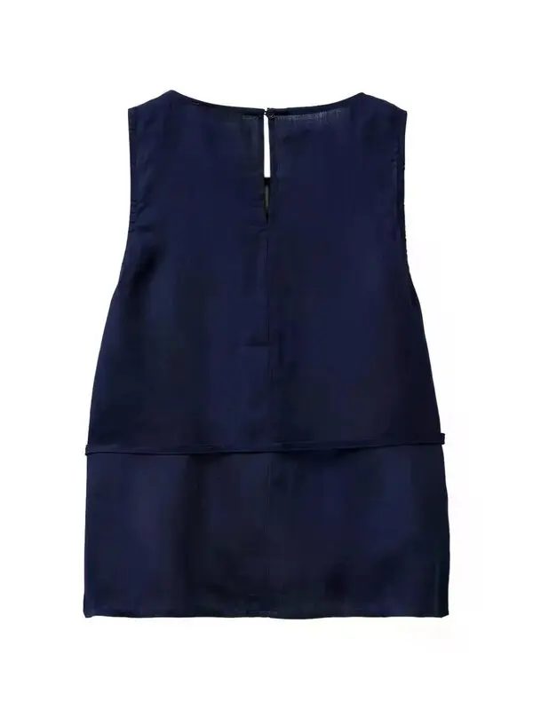 BENETTON Sleeveless Belted Blouse - Blue