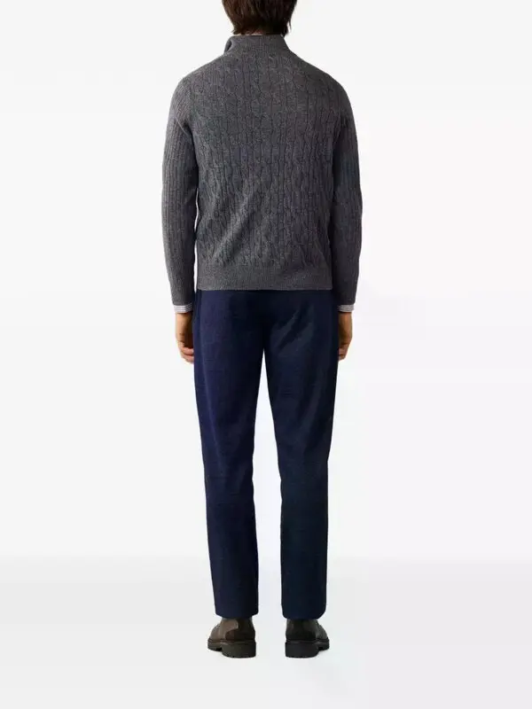 HACKETT LONDON Cable-knit Quarter-zip Knit