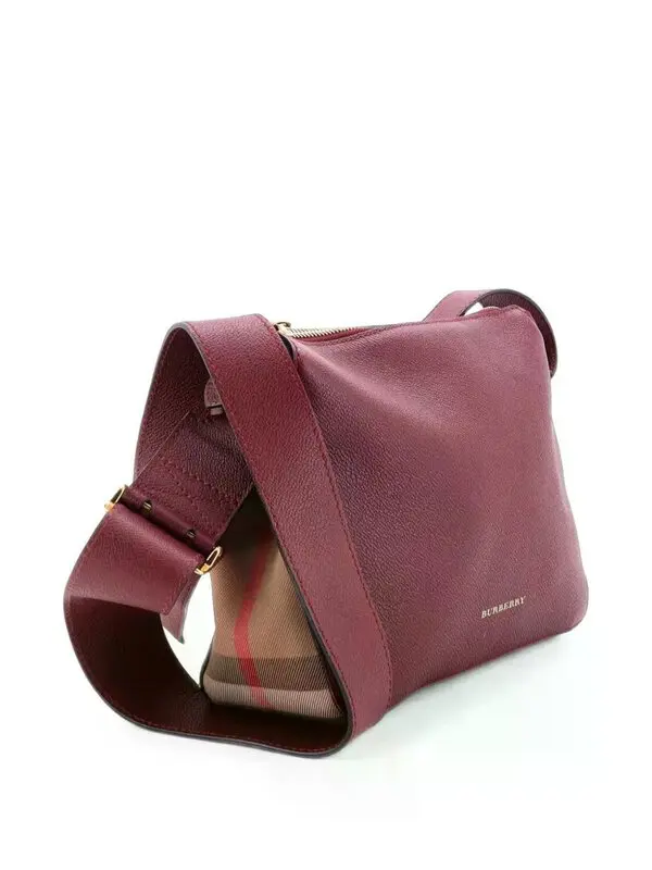 Burberry Helmsley Leather With House Check Canvas Small Crossbody Bag
