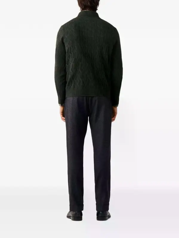 HACKETT LONDON Cable Knit Quarter-zip Sweater