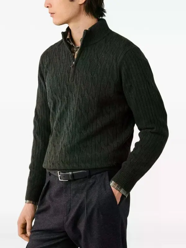 HACKETT LONDON Cable Knit Quarter-zip Sweater