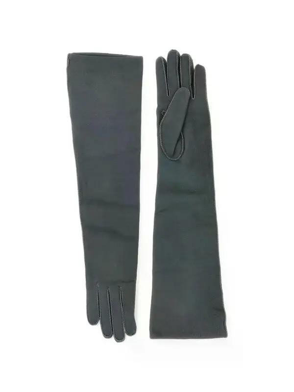 Agnona Contrast Stitch Leather Gloves